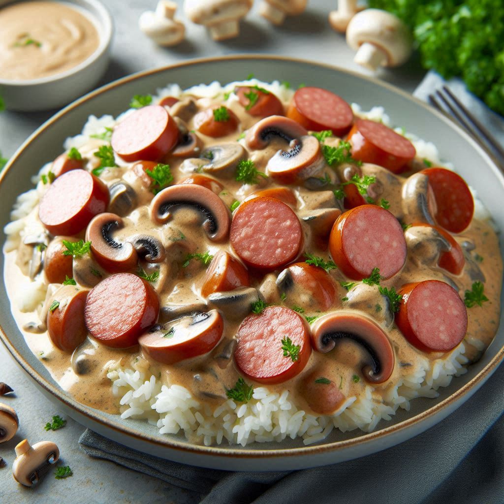 Klassisk Korv Stroganoff Recept med Ris - Korv Stroganoff Recept